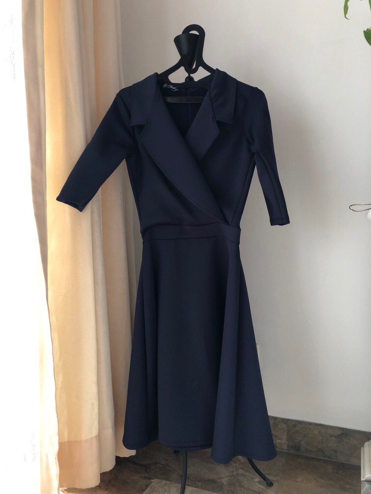 Scuba dress navy blue, Fesyen Wanita, Pakaian Wanita, Gaun & Rok di ...