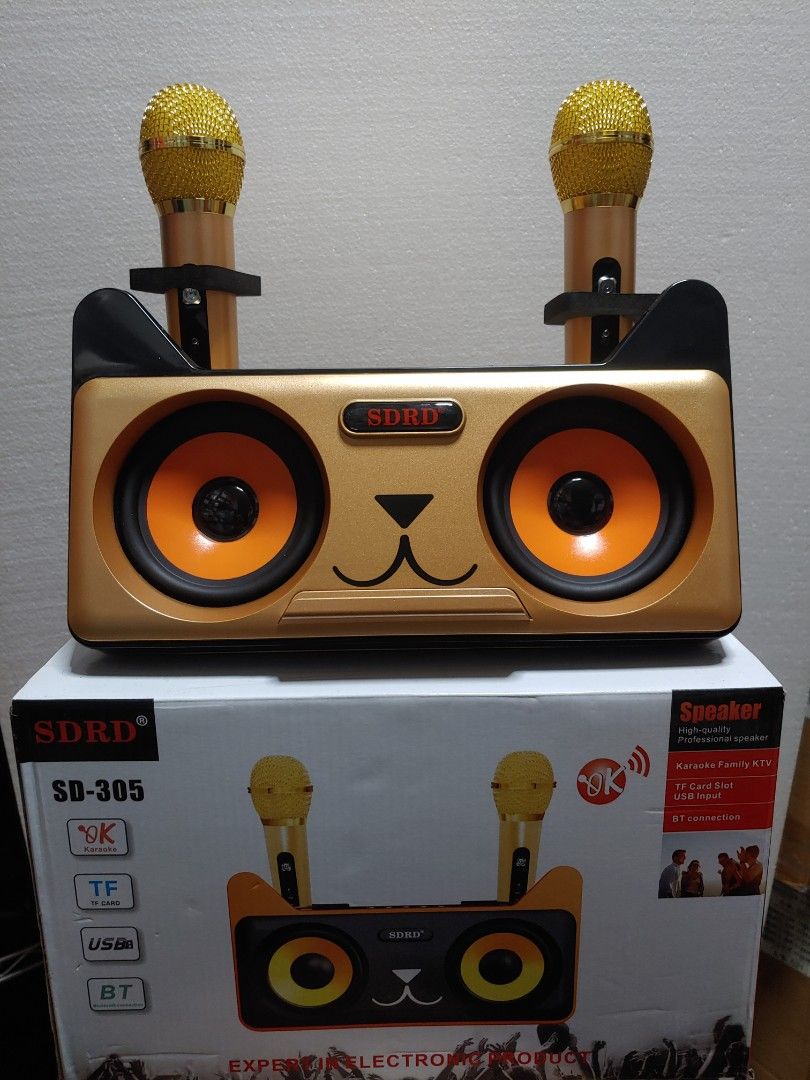 SDRD SD-305 Wireless Bluetooth Dual Microphone Karaoke Portable Stereo Speaker, Audio, Soundbars ...