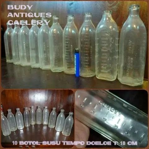 Sepuluh Botol Susu Kaca Tempo Dulu, Antik, Pajangan di Carousell