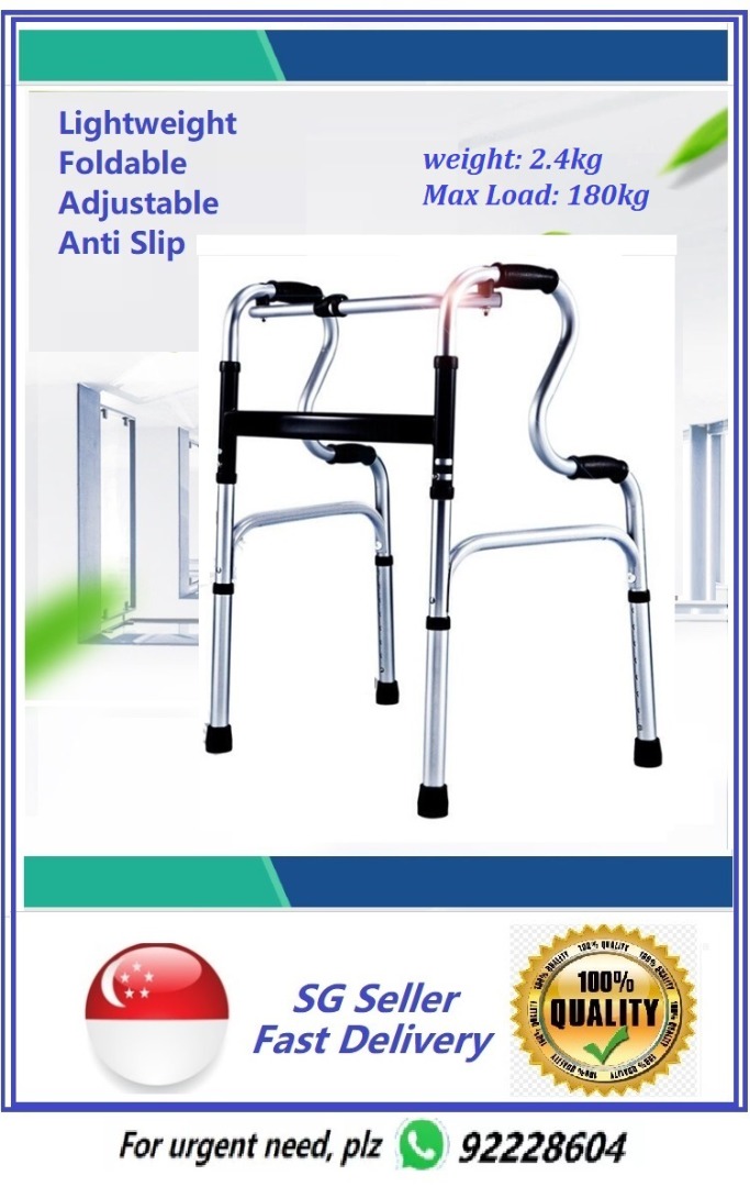 SG Ready Stock Dual Support Foldable Walking Frame Height Adjustable 4 ...