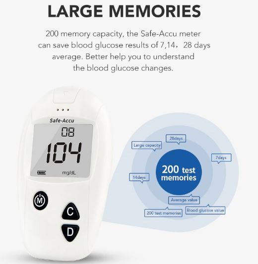 Sinocare Glucometer Diabetes Blood Sugar Glucose Monitor Kit with Test ...