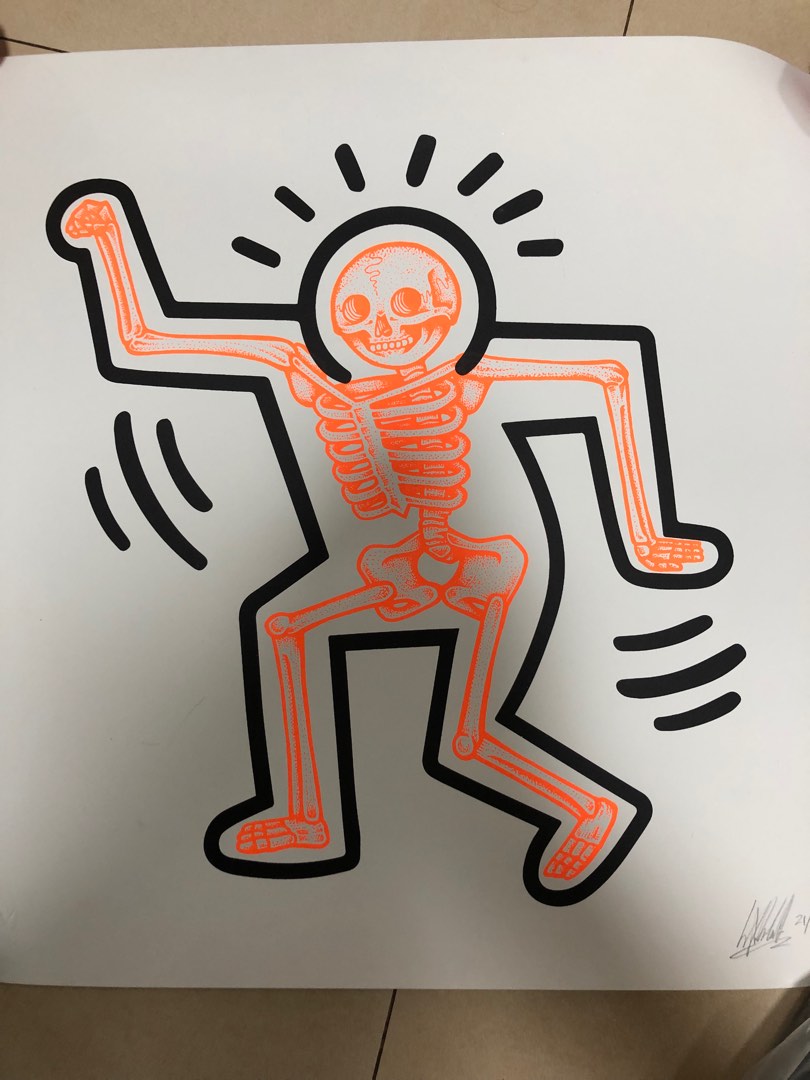 Skeleton street art limited edition 50cm by 50cm, Furniture & Home ...