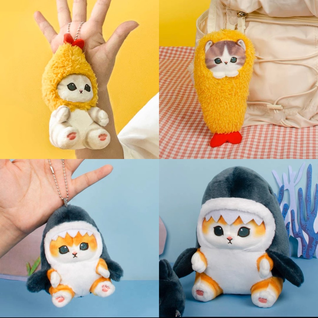 AUTHENTIC MOFUSAND PLUSH CAT & KEYCHAIN KITTEN SHARK / EBI SHRIMP / 24 CM / 28 CM, Hobbies ...