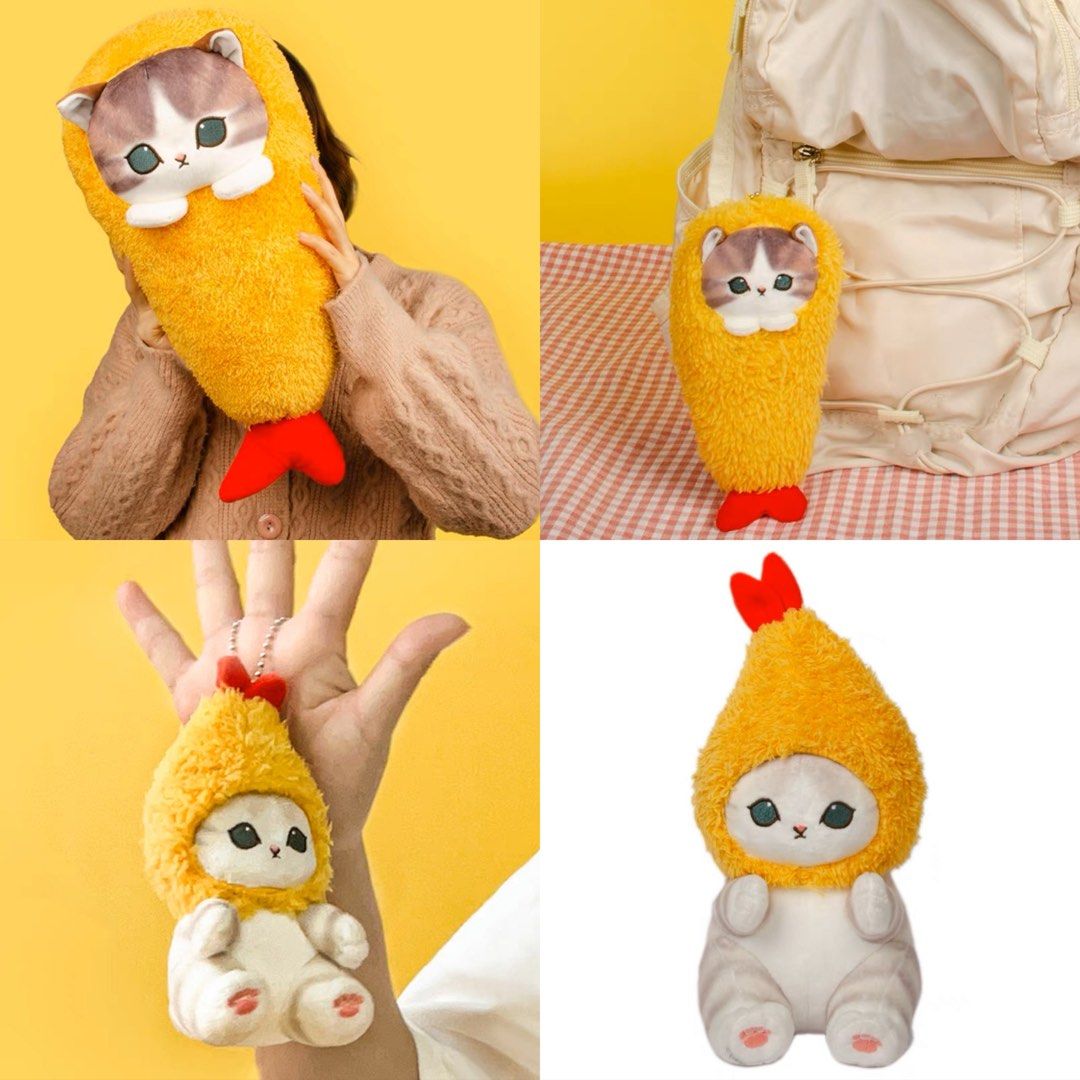 AUTHENTIC MOFUSAND PLUSH CAT & KEYCHAIN KITTEN SHARK / EBI SHRIMP / 24 CM / 28 CM, Hobbies ...