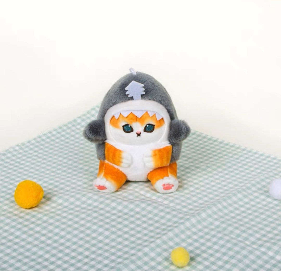 AUTHENTIC MOFUSAND PLUSH CAT & KEYCHAIN KITTEN SHARK / EBI SHRIMP ...