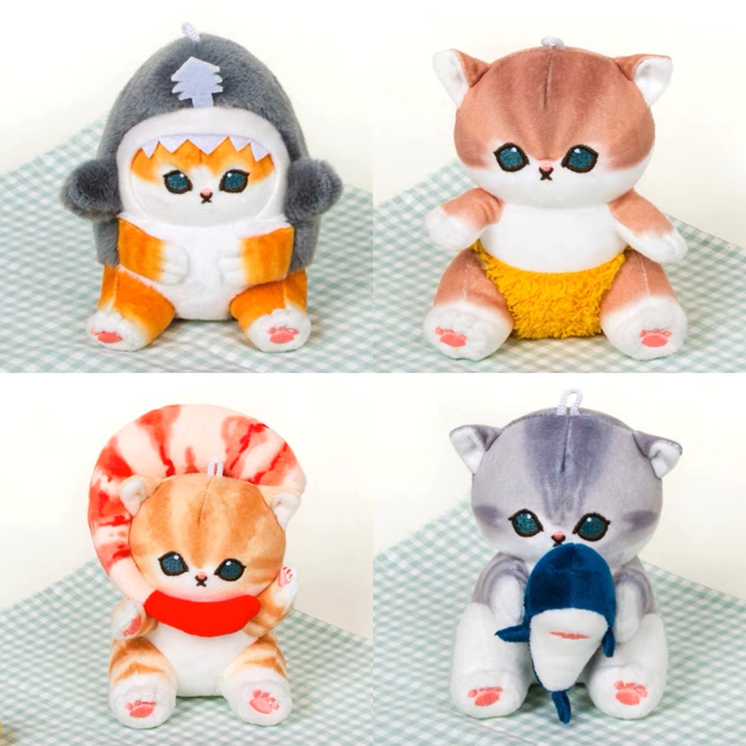 AUTHENTIC MOFUSAND PLUSH CAT & KEYCHAIN KITTEN SHARK / EBI SHRIMP , Hobbies & Toys, Toys & Games ...