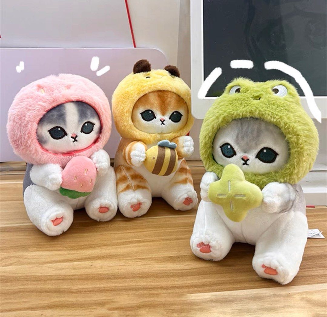 AUTHENTIC MOFUSAND PLUSH CAT KITTEN Honey bee / strawberry / frog , Hobbies & Toys, Toys & Games ...