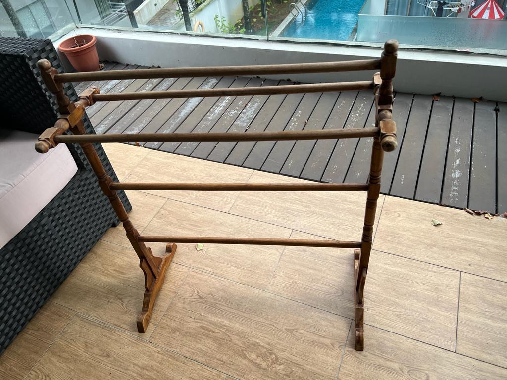 Teak wood towel rack, Furniture & Home Living, Furniture, Other Home ...