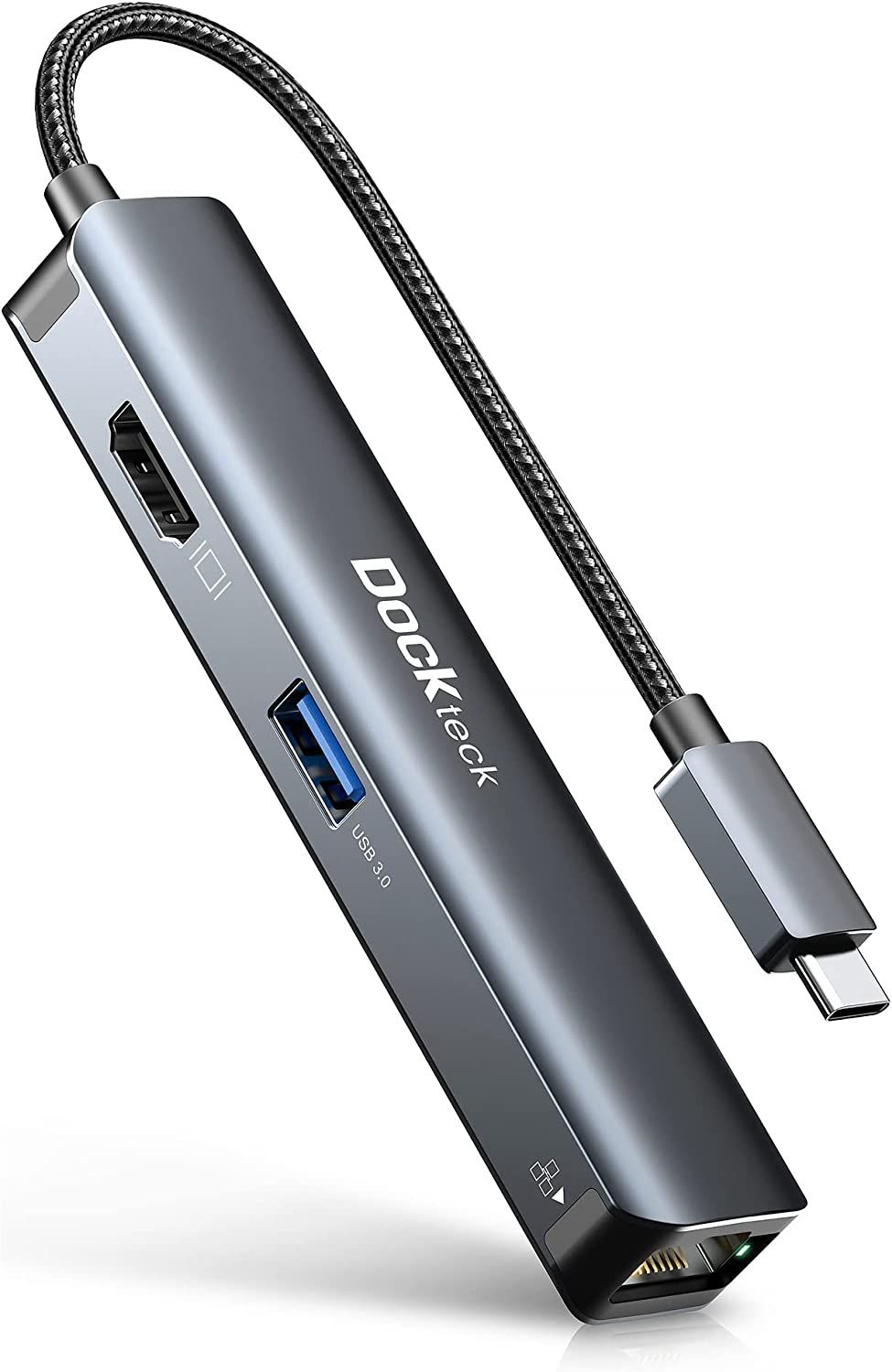 USB C Hub Ethernet, Dockteck 5-in-1 USB-C Hub Multiport Adapter with ...