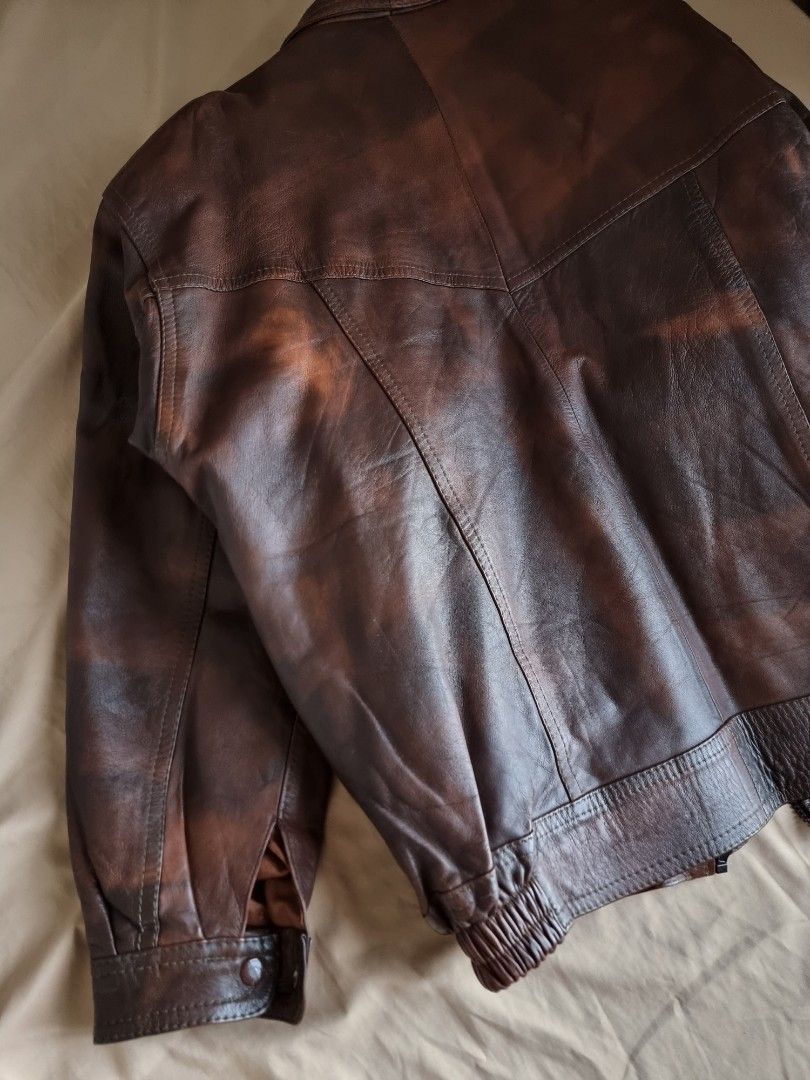 VINTAGE 80s 90s CATERPILLAR LEATHER JACKET, Men's Fashion, Coats, Jackets and Outerwear on Carousell