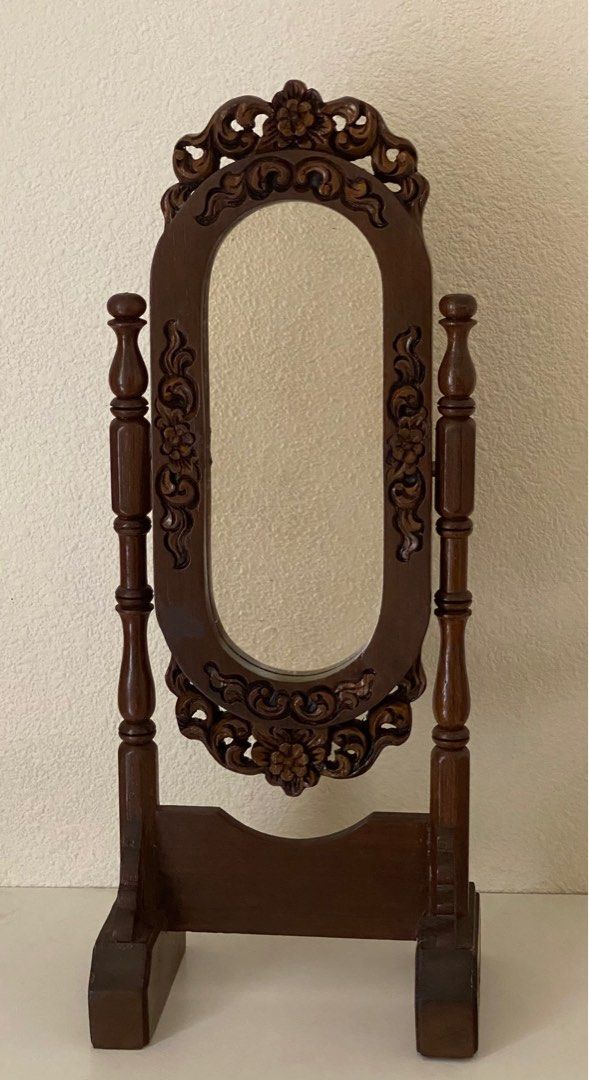 Vintage small wooden mirror, Furniture & Home Living, Home Decor ...
