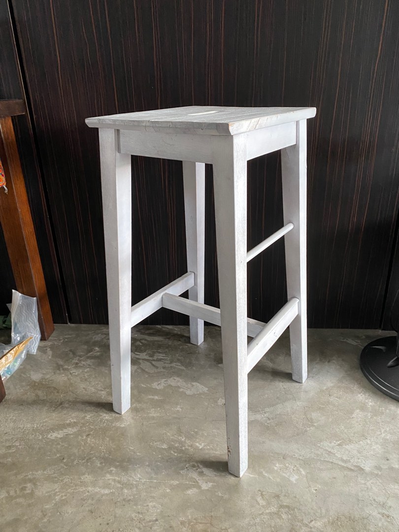 White high bar stool, Furniture & Home Living, Furniture, Chairs on ...
