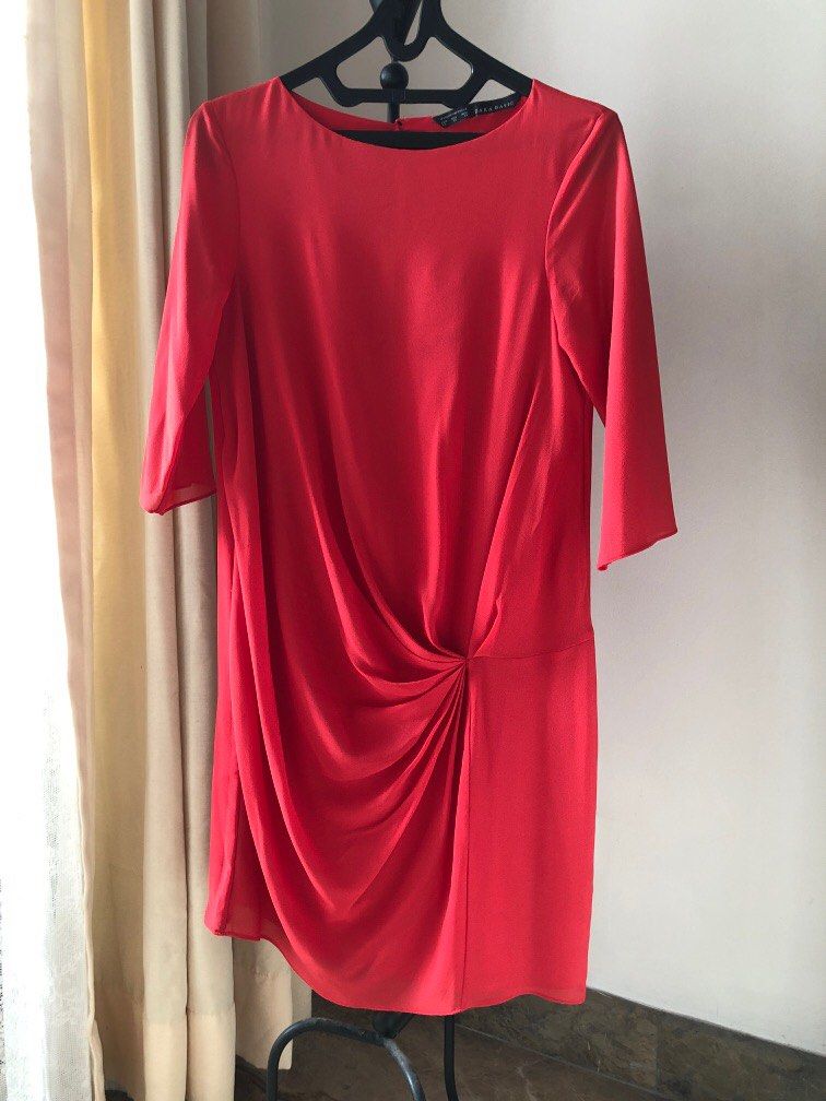 ZARA Red Dress, Fesyen Wanita, Pakaian Wanita, Gaun & Rok di Carousell