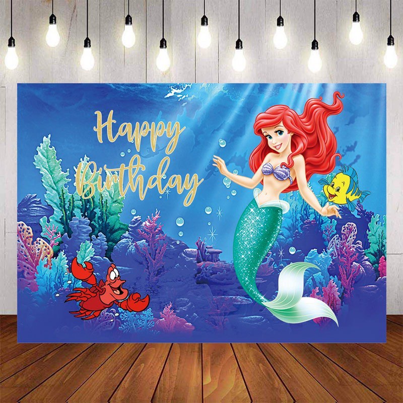 150x125cm Little Mermaid Underwater Sea Sebastian Happy Birthday Party ...