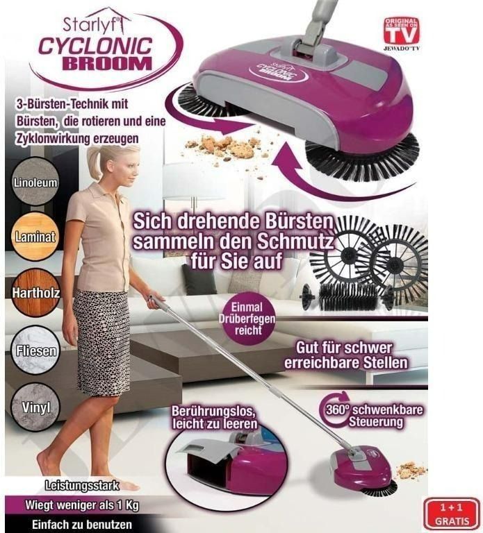 2151) STARLYF CYCLONIC BROOM AUTOMATIC ROTATING BROOM WITH 3 BRUSH ...