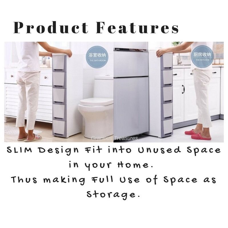 3-7 Tiers Super Slim Plastic Storage Drawer Container (SELF ASSEMBLY ...