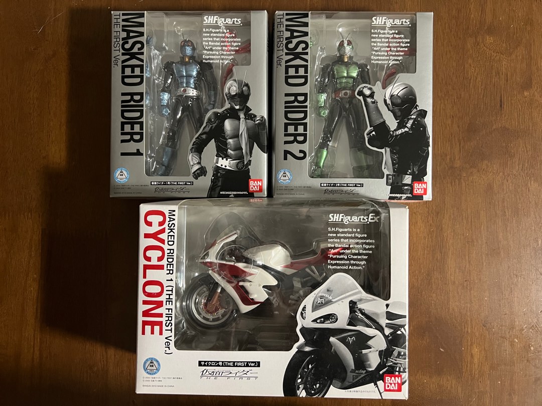中古美品! 組合價! Bandai SHF Kamen Rider 1 2 The First Ver. Cyclone 幪面超人 旋風號 電 ...