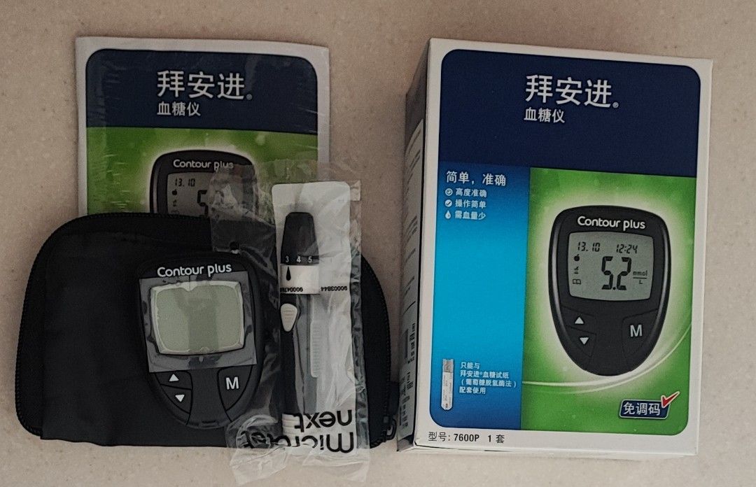 拜安進 Contour Plus 血糖儀 + Microlet Next 採血筆, 健康及營養食用品, 健康監測儀和體重秤 - Carousell
