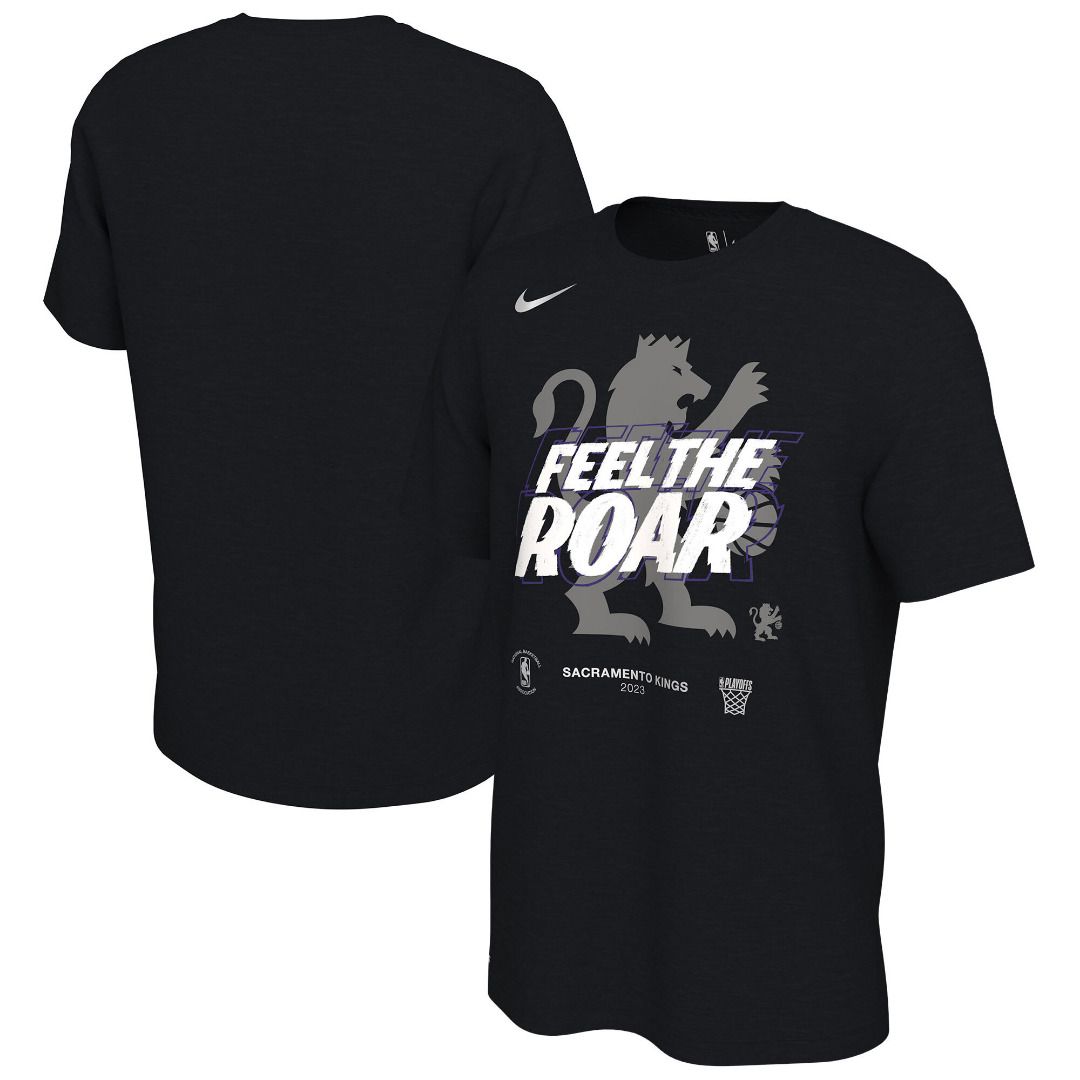 (全新現貨) Nike NBA 沙加緬度國王 22/23 季後賽「Feel The Roar」口號短 T (Sz. M), 他的時尚, 休閒 ...