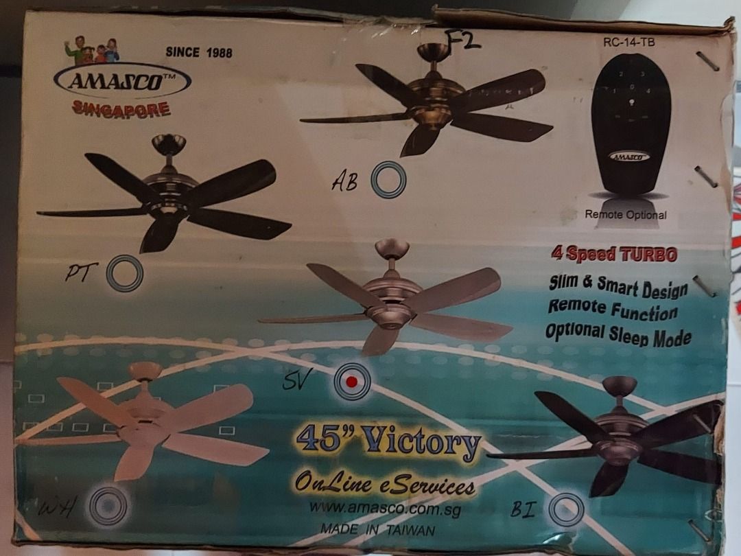 AMASCO ceiling fan 45" Victory AL-800 BNIB, Furniture & Home Living ...