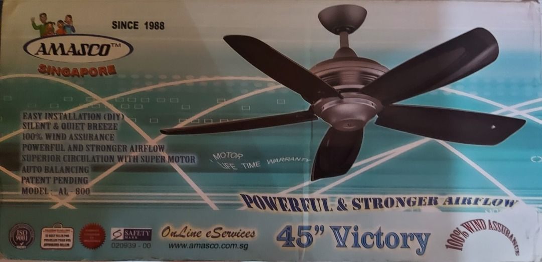 AMASCO ceiling fan 45" Victory AL-800 BNIB, Furniture & Home Living ...