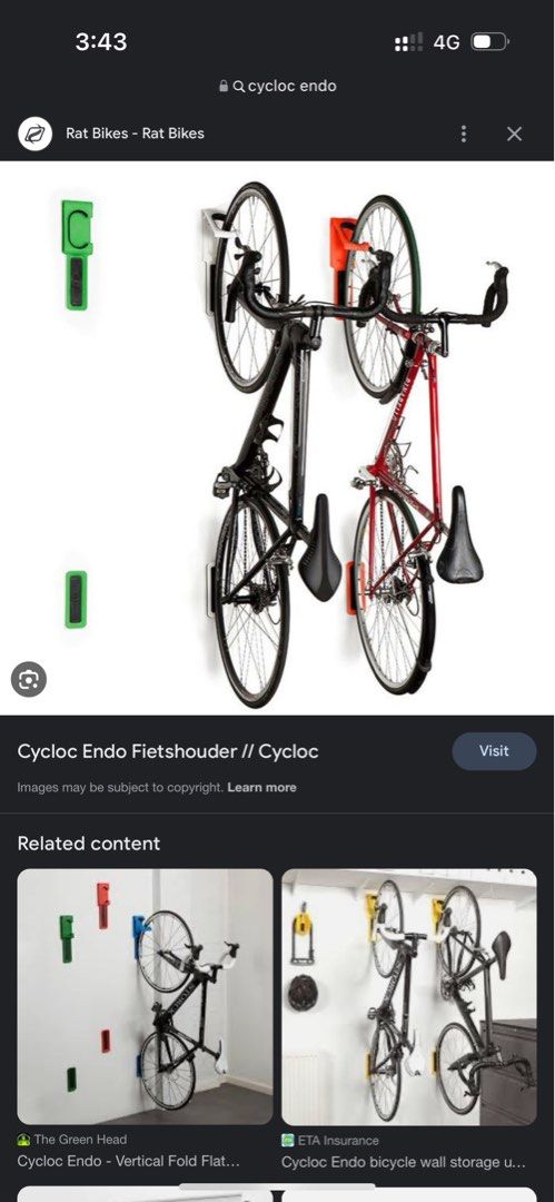 Cycloc endo Bike hanger install on wall bike display, Sports Equipment, Bicycles & Parts, Parts ...