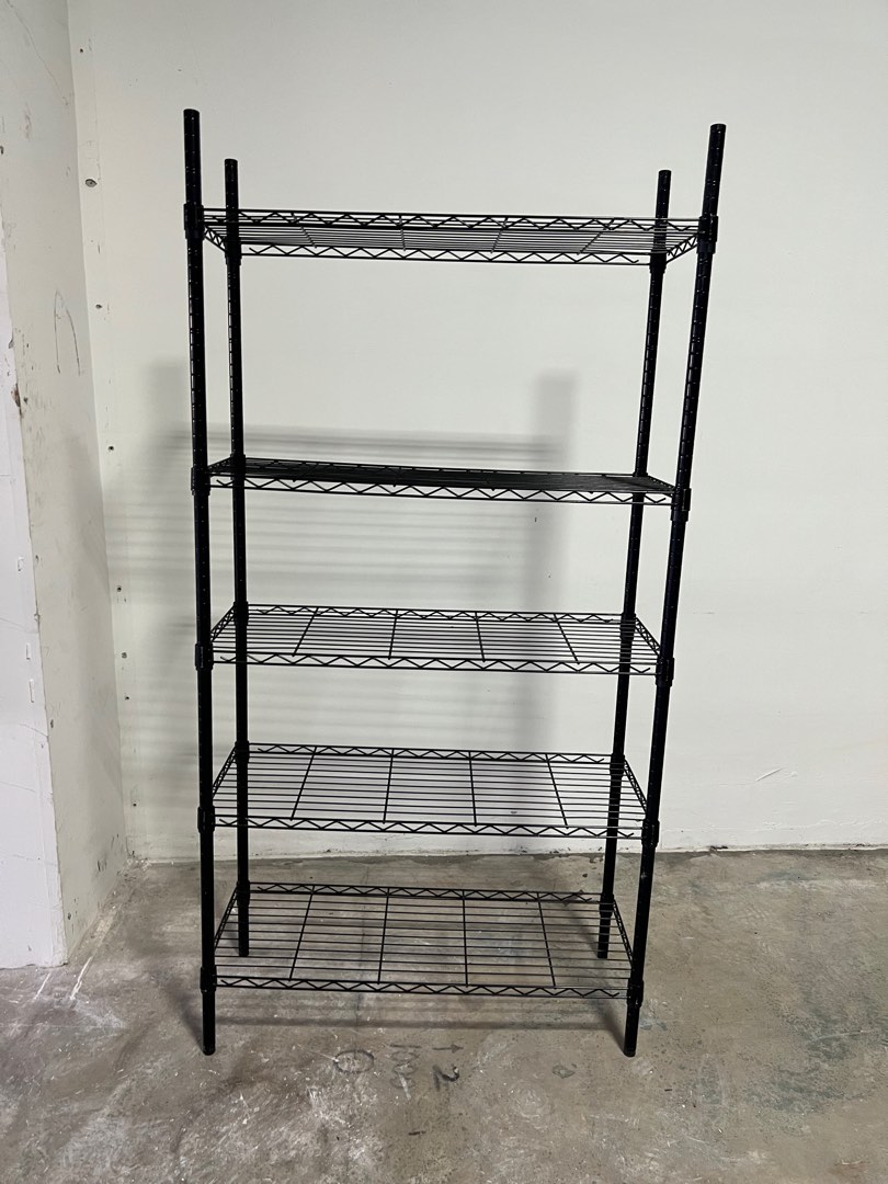 Black Metal Rack (5- Tiers), Furniture & Home Living, Furniture ...