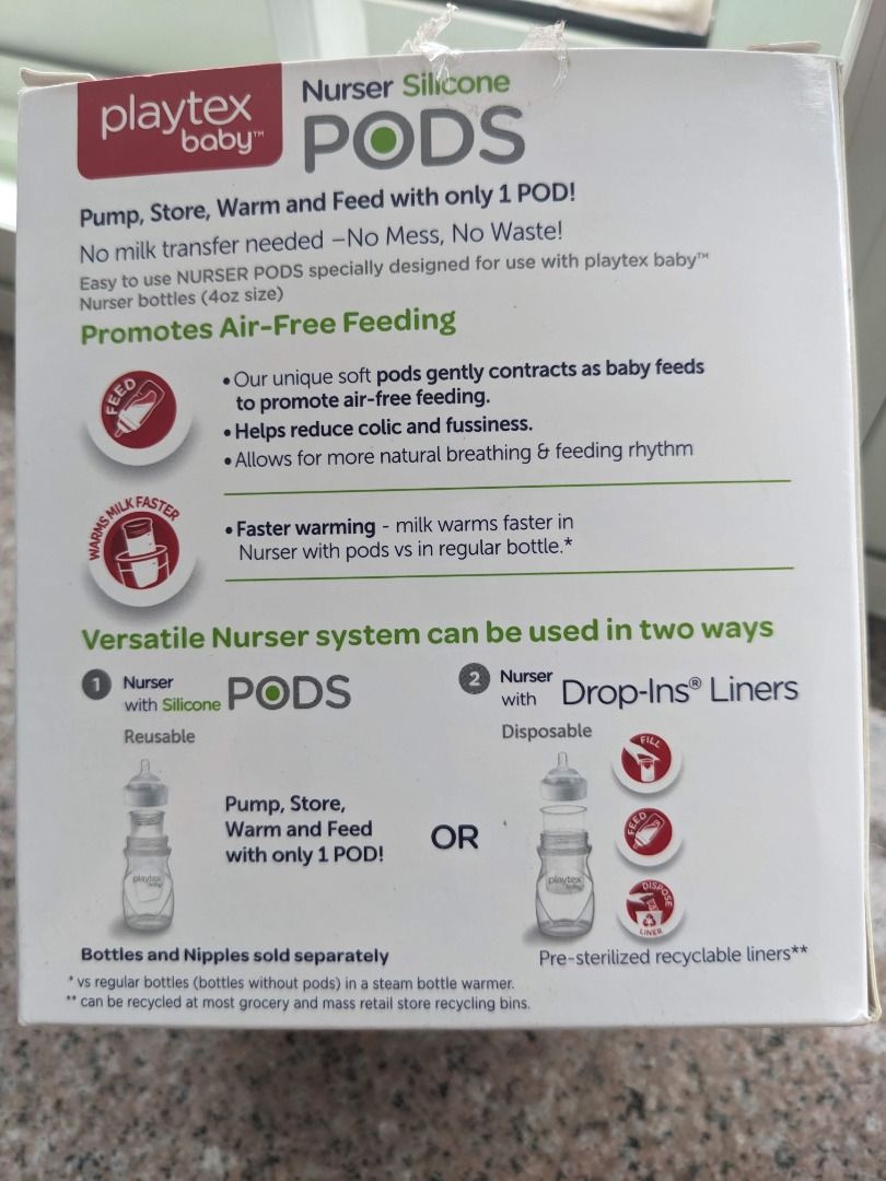 Brand New Playtex Baby Nurser Reusable Silicone PODS, Breastmilk ...