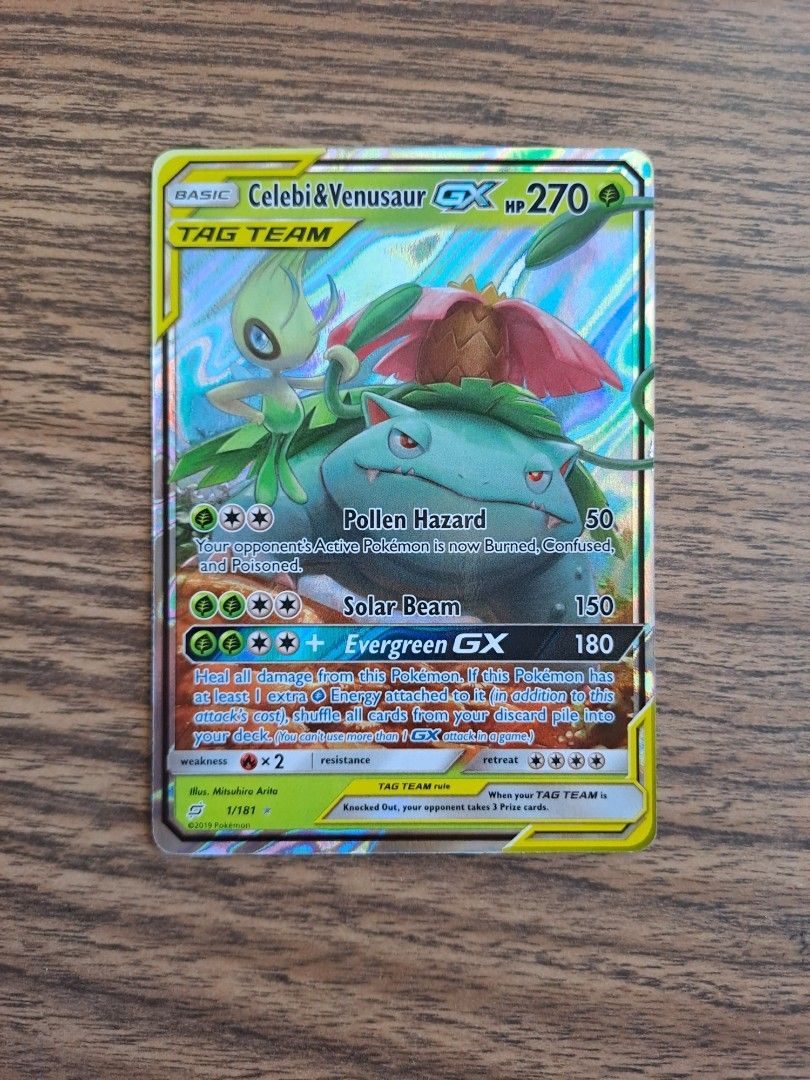 Celebi & Venusaur GX Tag Team Pokemon Card, Hobbies & Toys, Toys ...