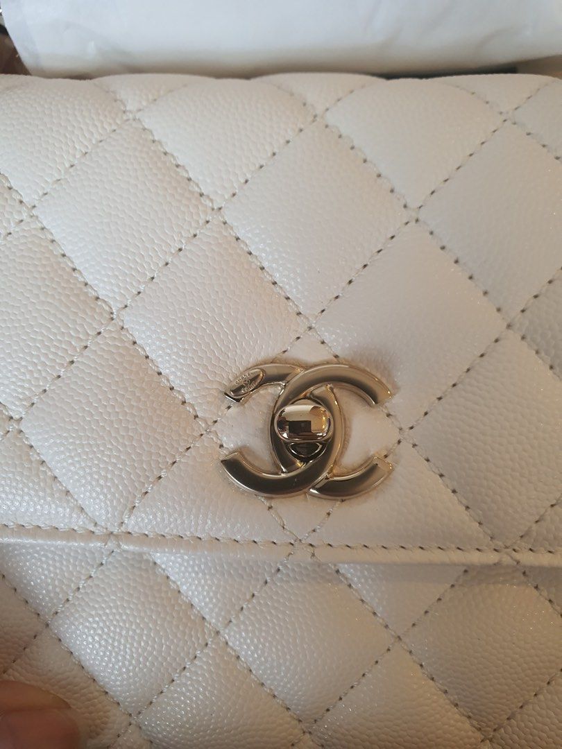 Chanel Coco Handle Cavier White Small, Luxury, Bags & Wallets on Carousell