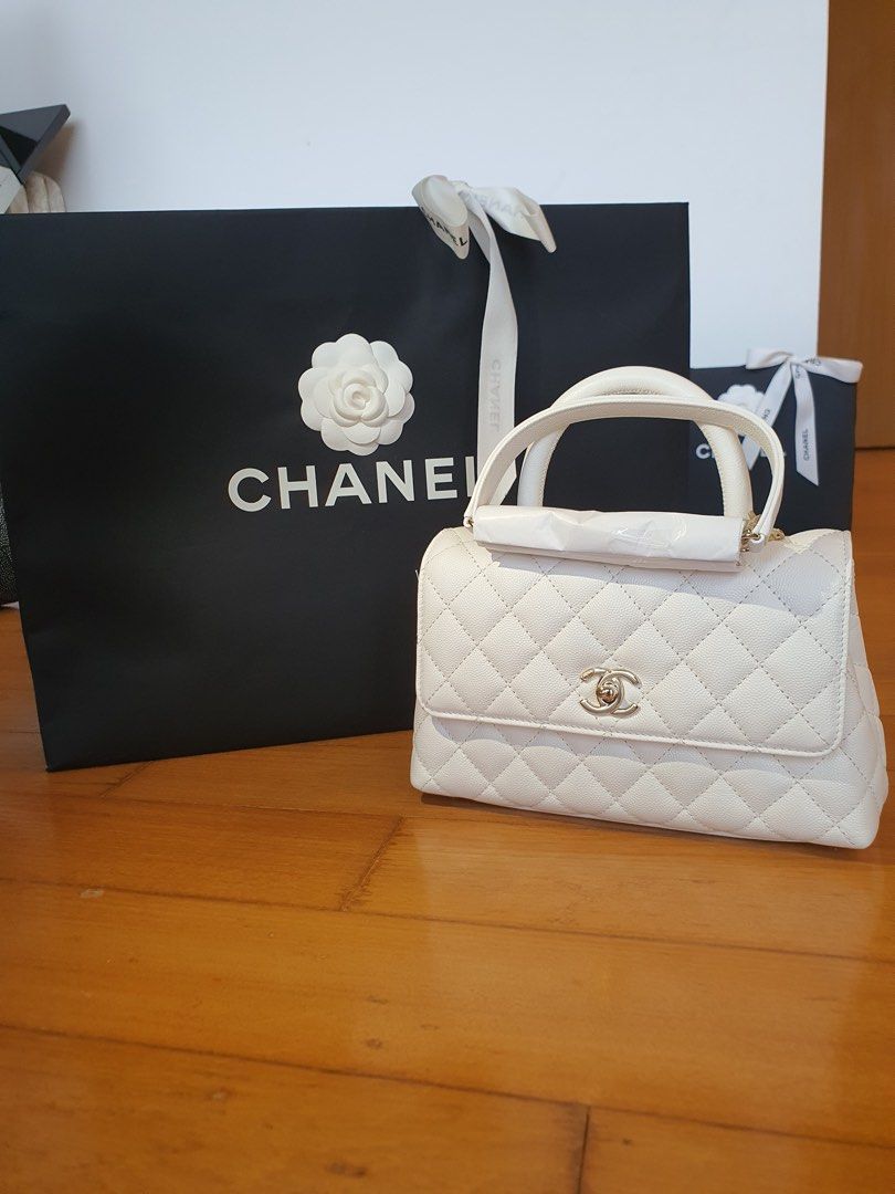 Chanel Coco Handle Cavier White Small, Luxury, Bags & Wallets on Carousell