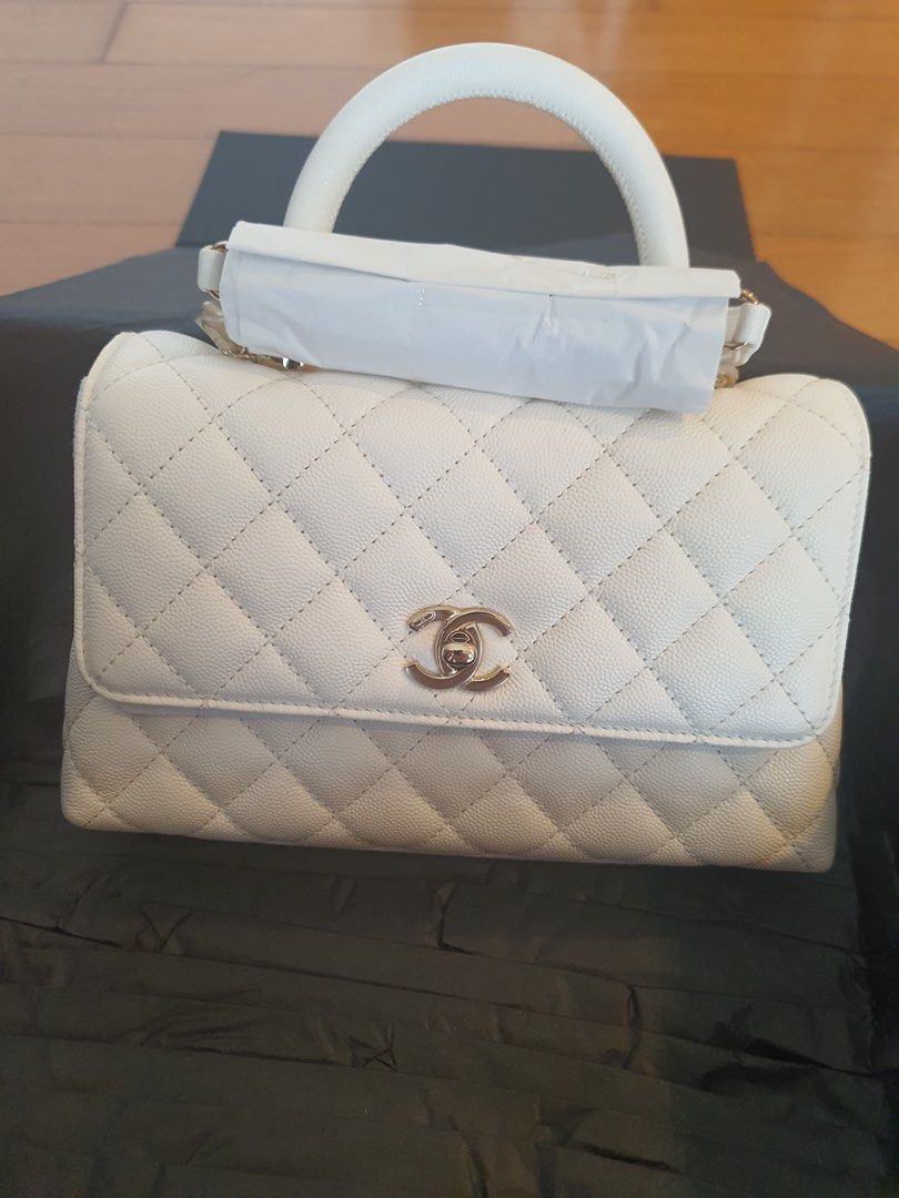 Chanel Coco Handle Cavier White Small, Luxury, Bags & Wallets on Carousell