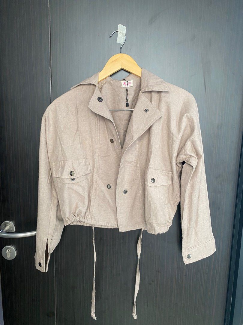 cream linen jacket looks like parka, Fesyen Wanita, Pakaian Wanita ...