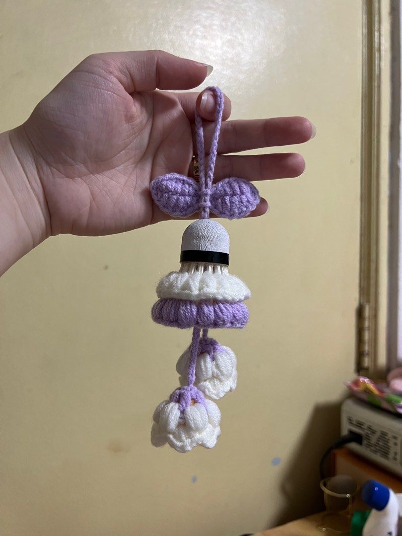 crochet shuttlecock key chain, Hobbies & Toys, Stationery & Craft ...