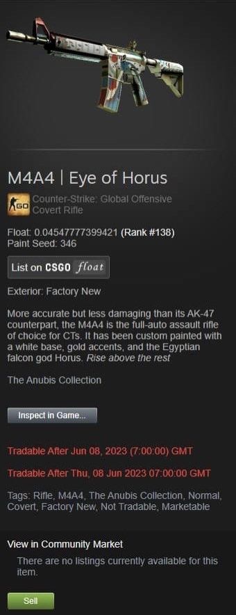 CSGO M4A4 | Eye of Horus (FN), Video Gaming, Video Games, Others on Carousell
