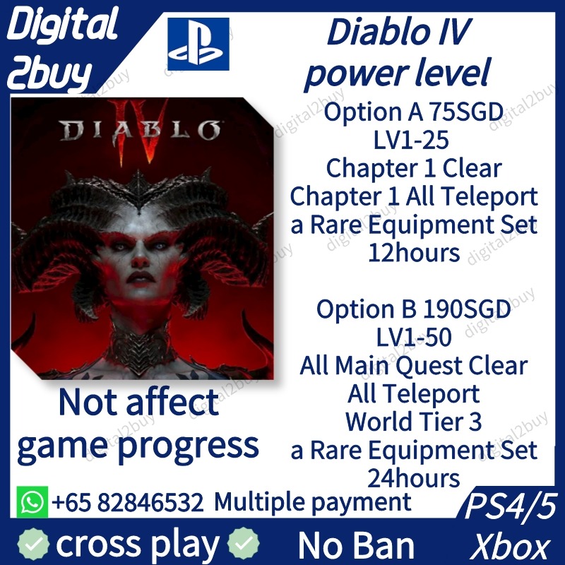 Diablo 4 Power Level Diablo IV Boosting PS4 PS5 XBOX Diablo 4 ...