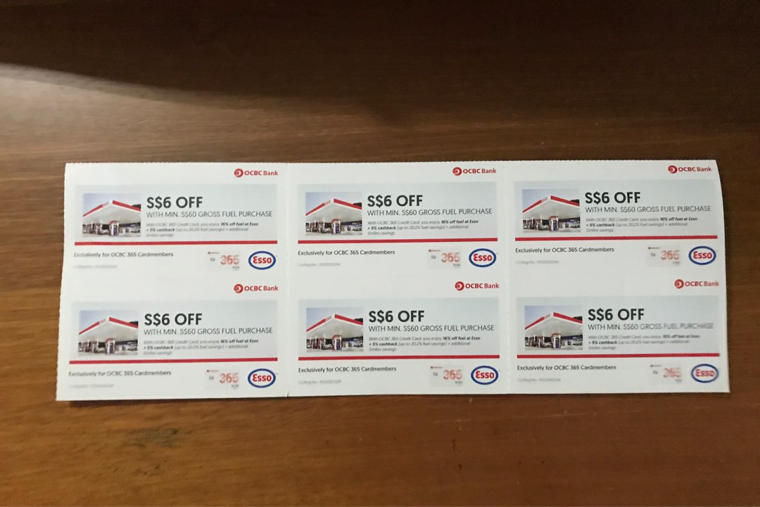 Esso Voucher (OCBC 365), Tickets & Vouchers, Vouchers on Carousell