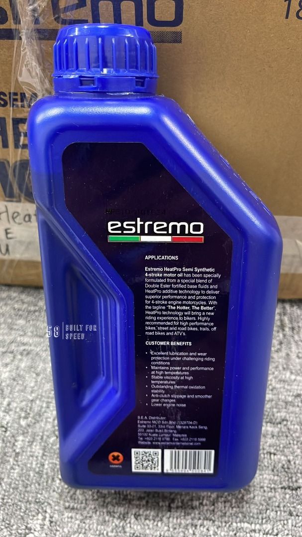 ESTREMO HeatPro Semi Synthetic 10W40 1.2L ITALY ENGINE OIL MOTORCYCLE OIL RS150R GTR150 SUPRA150 ...