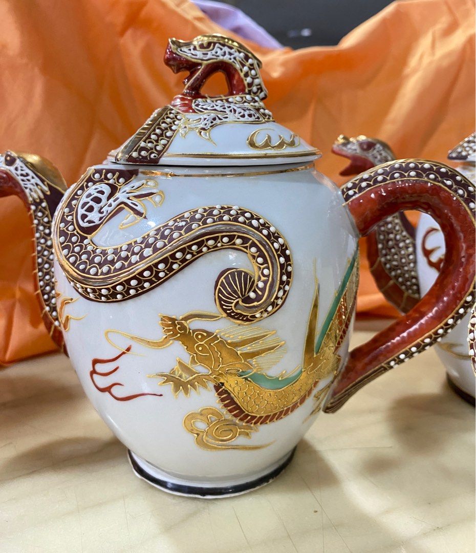 Vintage Antique Kutani Dragonware Geisha Girl, Furniture & Home Living ...