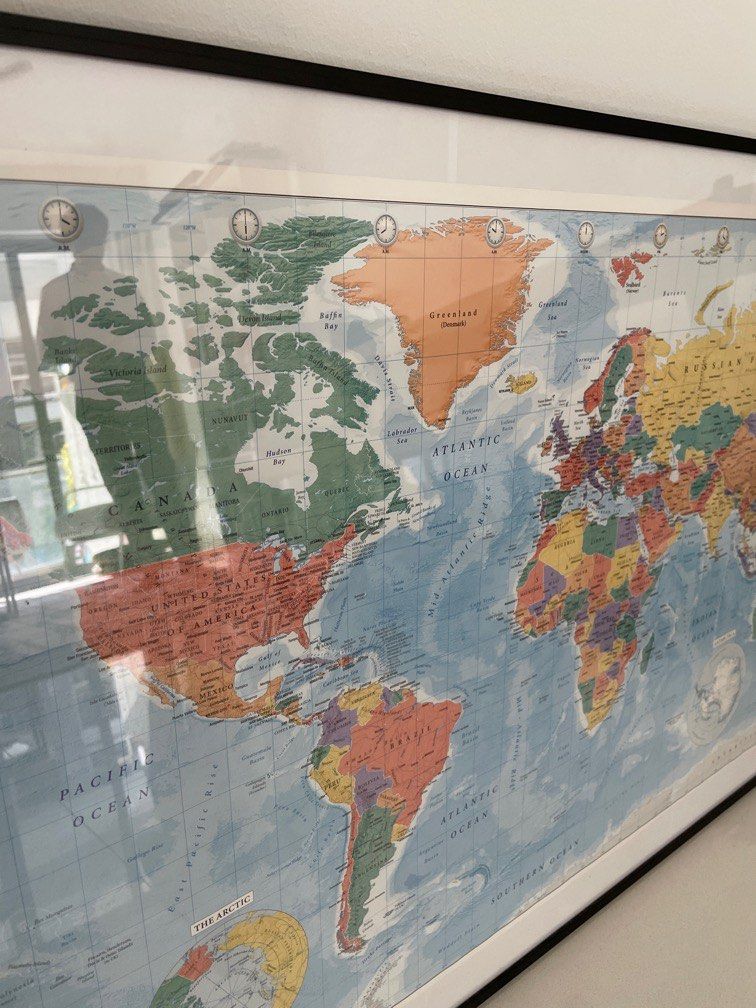 Framed world map, Furniture & Home Living, Home Decor, Wall Decor on ...