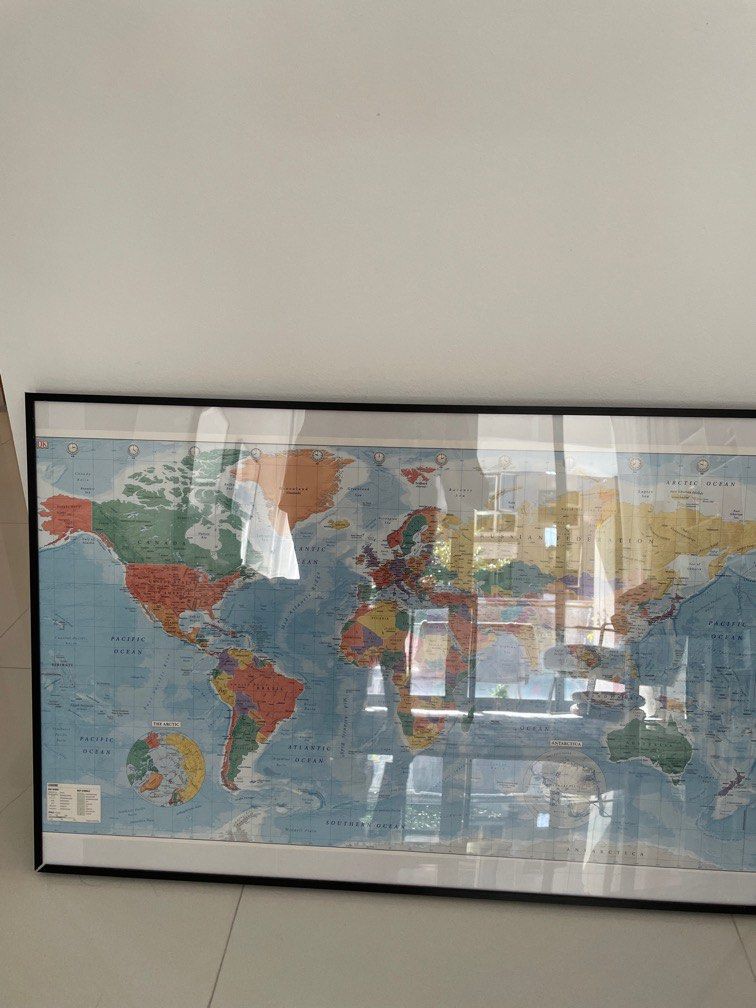 Framed world map, Furniture & Home Living, Home Decor, Wall Decor on ...