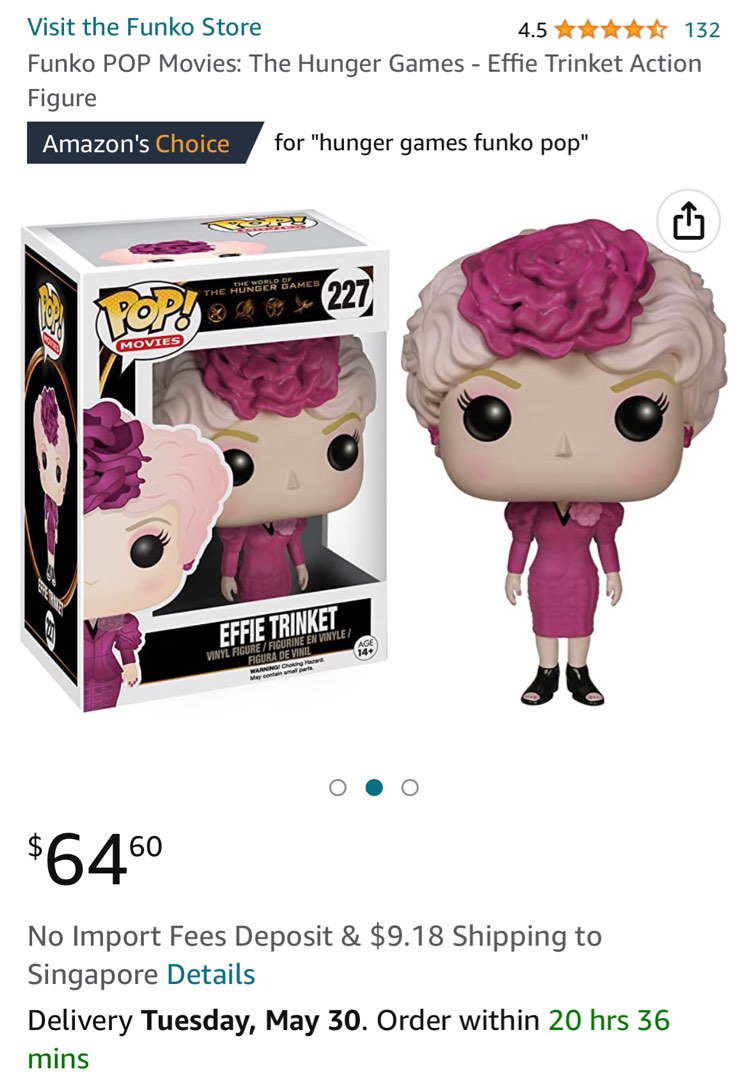 Funko Pop! The Hunger Game - Effie Trinket, Hobbies & Toys, Toys ...