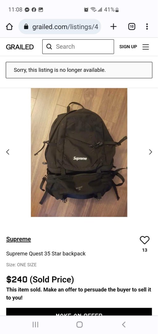 FW13 SUPREME STARS BACKPACK QUEST 35, Men's Fashion, Bags, Backpacks on ...
