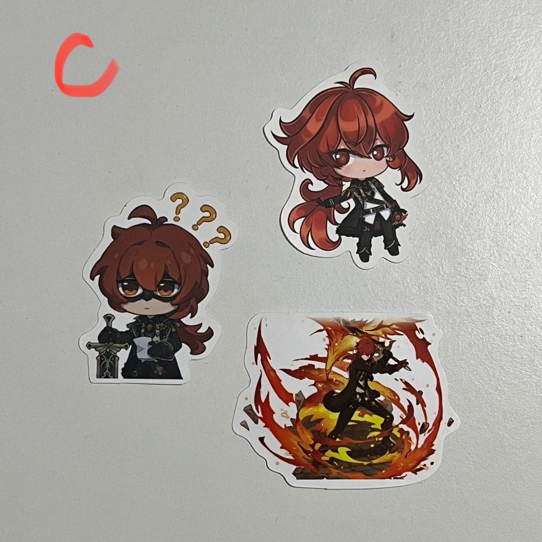 Genshin Impact Diluc Stickers, Hobbies & Toys, Memorabilia ...
