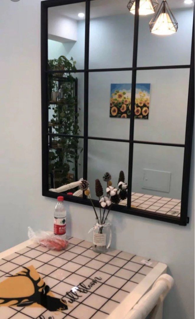 HAREL Square Panel Wall Mirror, Furniture & Home Living, Home Decor ...