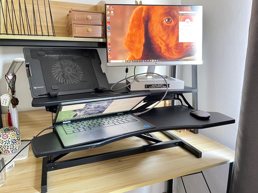 Height adjustable table top standing desk, Furniture & Home Living ...