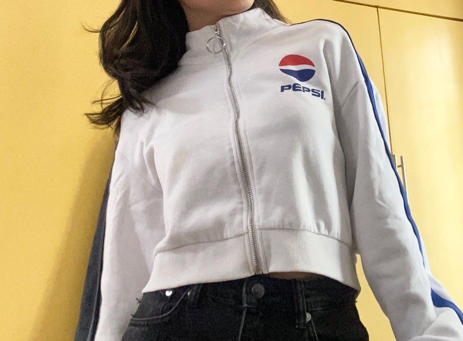 H&M PEPSI CROPPED JACKET ZIP FRONT on Carousell
