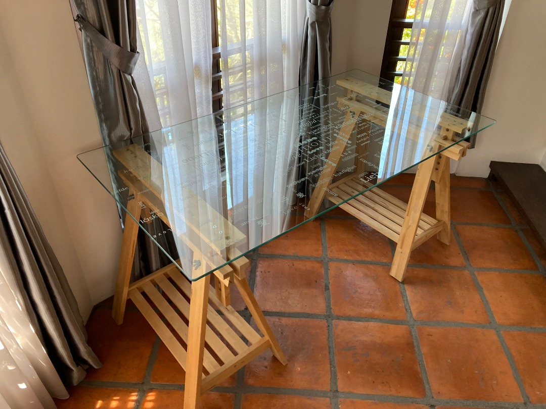 IKEA Study desk table - glass, Furniture & Home Living, Furniture ...