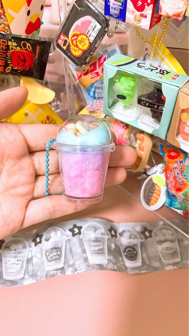 Japan Gashapon Gacha miniature Cotton Candy Rainbow Keychain Gachapon ...