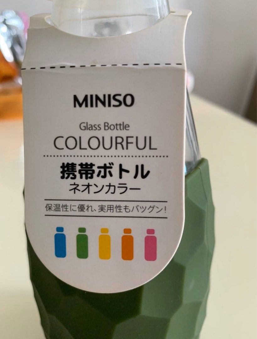 Japan Miniso Glass Bottle Colorful -500ml silicon and glass, Hobbies ...